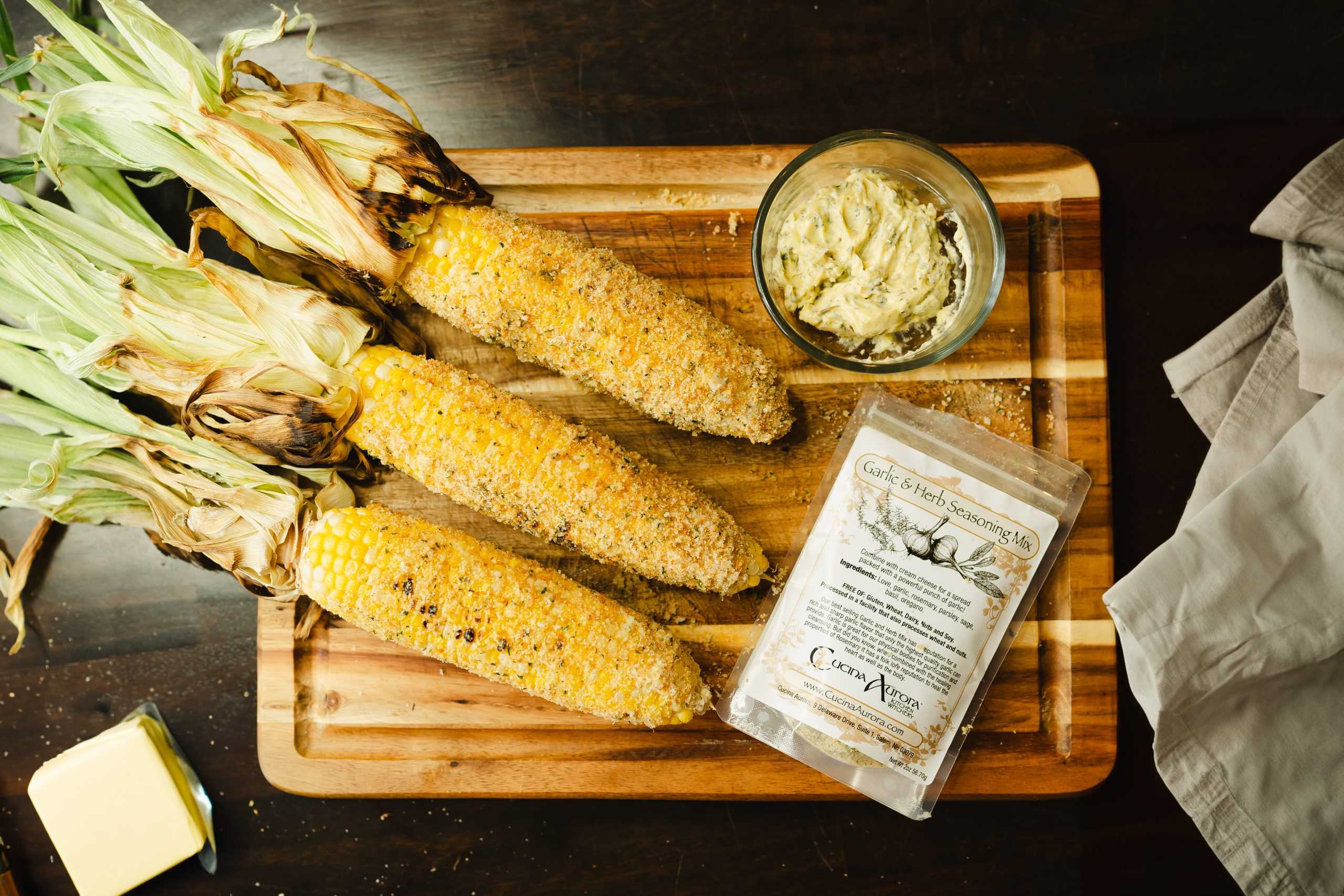 Roasted Corn with Herb Butter - Cucina Aurora